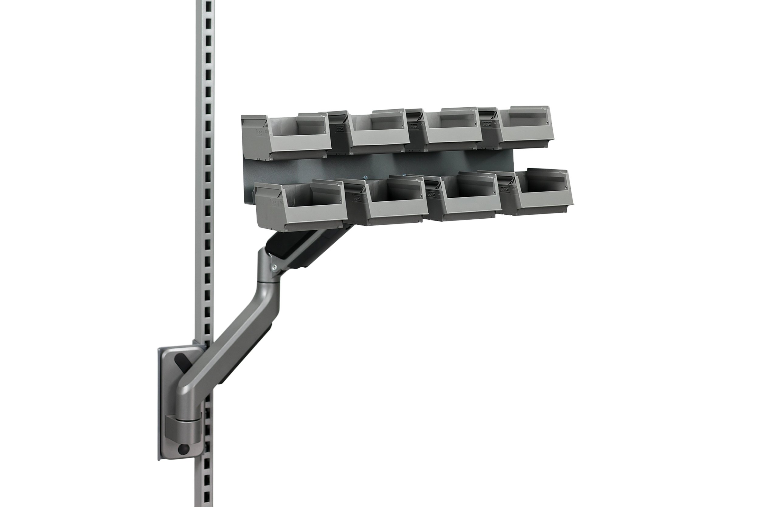 Plastic Bin Rail with Gas Spring Arm HD - WFI AB